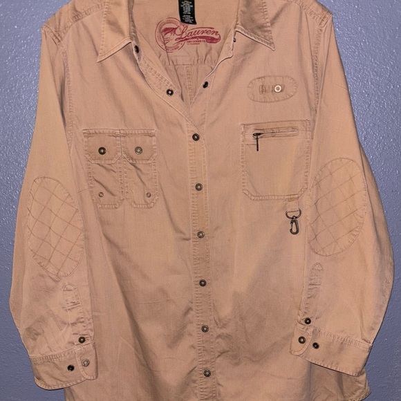 Lauren Ralph Lauren | Tops | Lauren Drygoods Tan Buttonup Shirt With ...